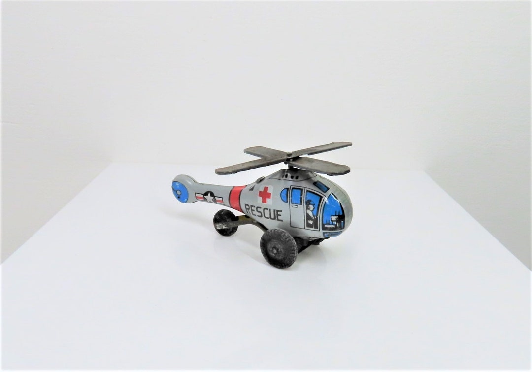 A Vintage 1970s - 80s Tin Plate Rescue Helicopter Toy. - Etsy