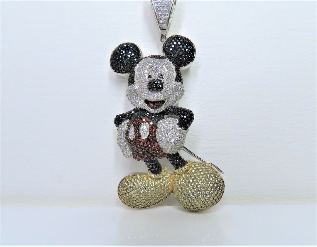 A Vintage 1990s Extra Large Mickey Mouse Solid Sterling Silver Pendant ...