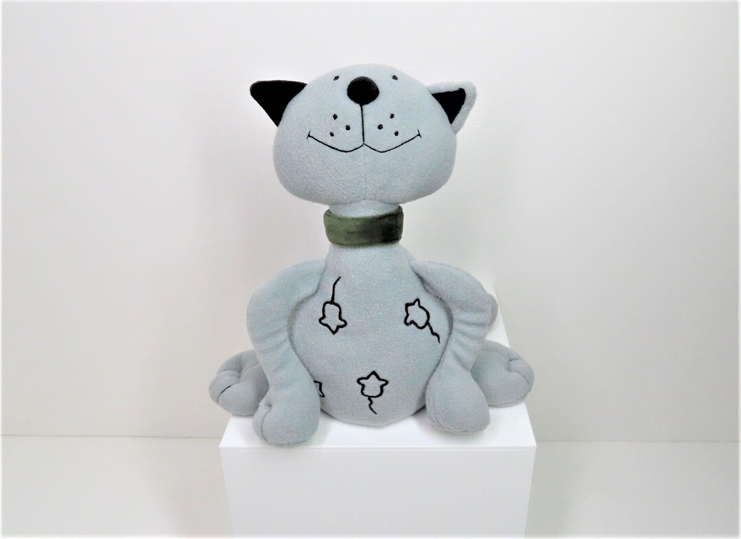 A Vintage 2000 Large Jellycat Gregory Cat With Tiny Mouse Curled up on ...