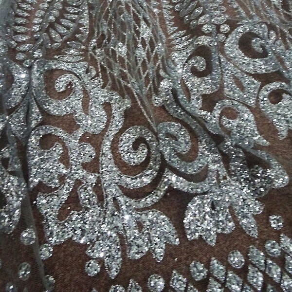 Silver Lace Fabric - Etsy