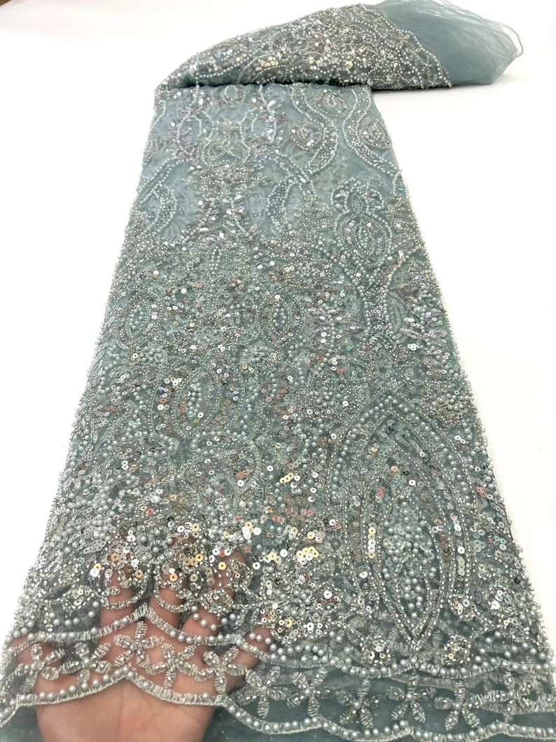 5 YARDS / 7 COLORS / Cassiopée Luxury Full Beaded Glitter Sequin ...