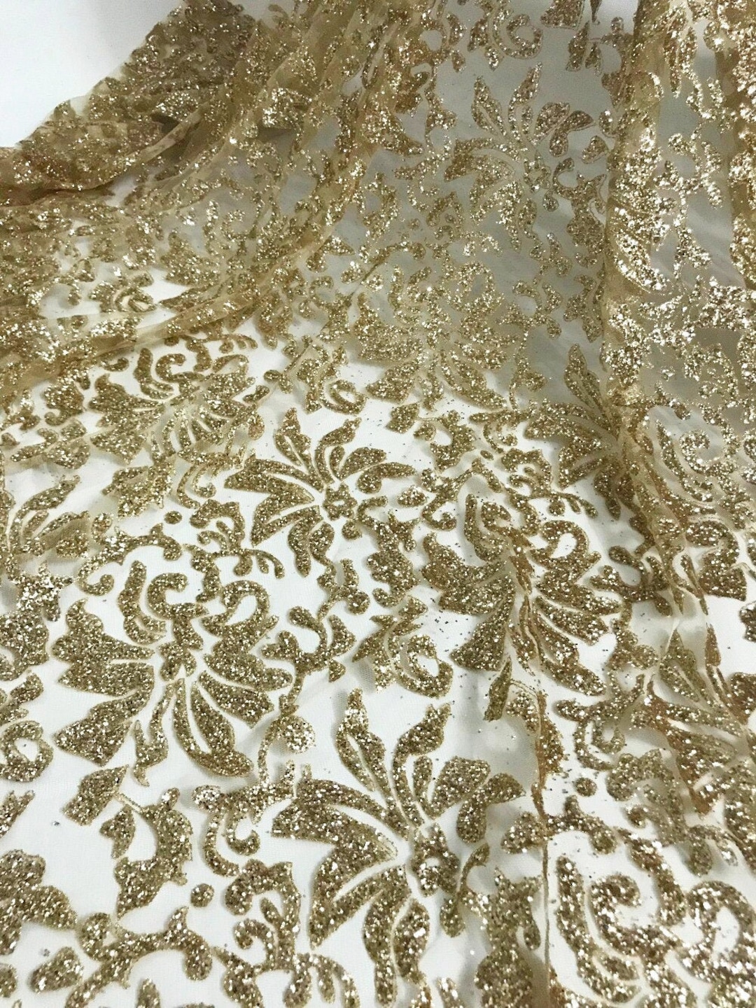 5 YARDS / Metallic Gold Glitter Embroidery Mesh Lace / Dress Fabric - Etsy