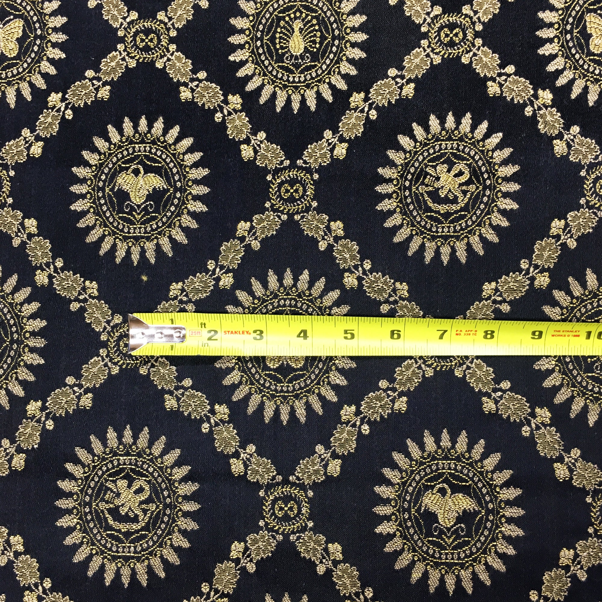 108 Wide Black Gold Diamond Jacquard Brocade Fabric / by - Etsy