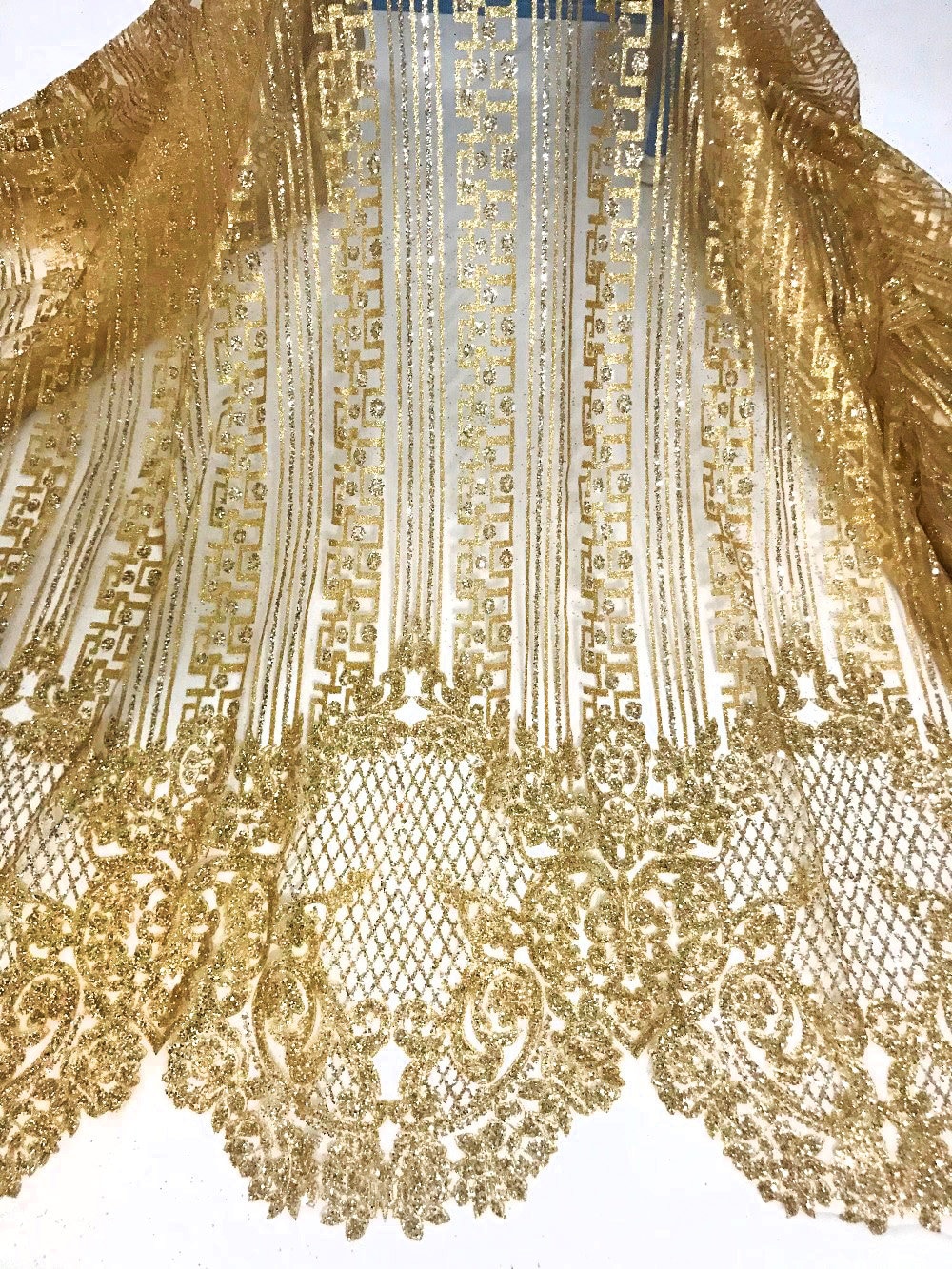 Charlotte METALLIC GOLD Geometric Glitter Mesh Tulle Mesh Lace Dress ...