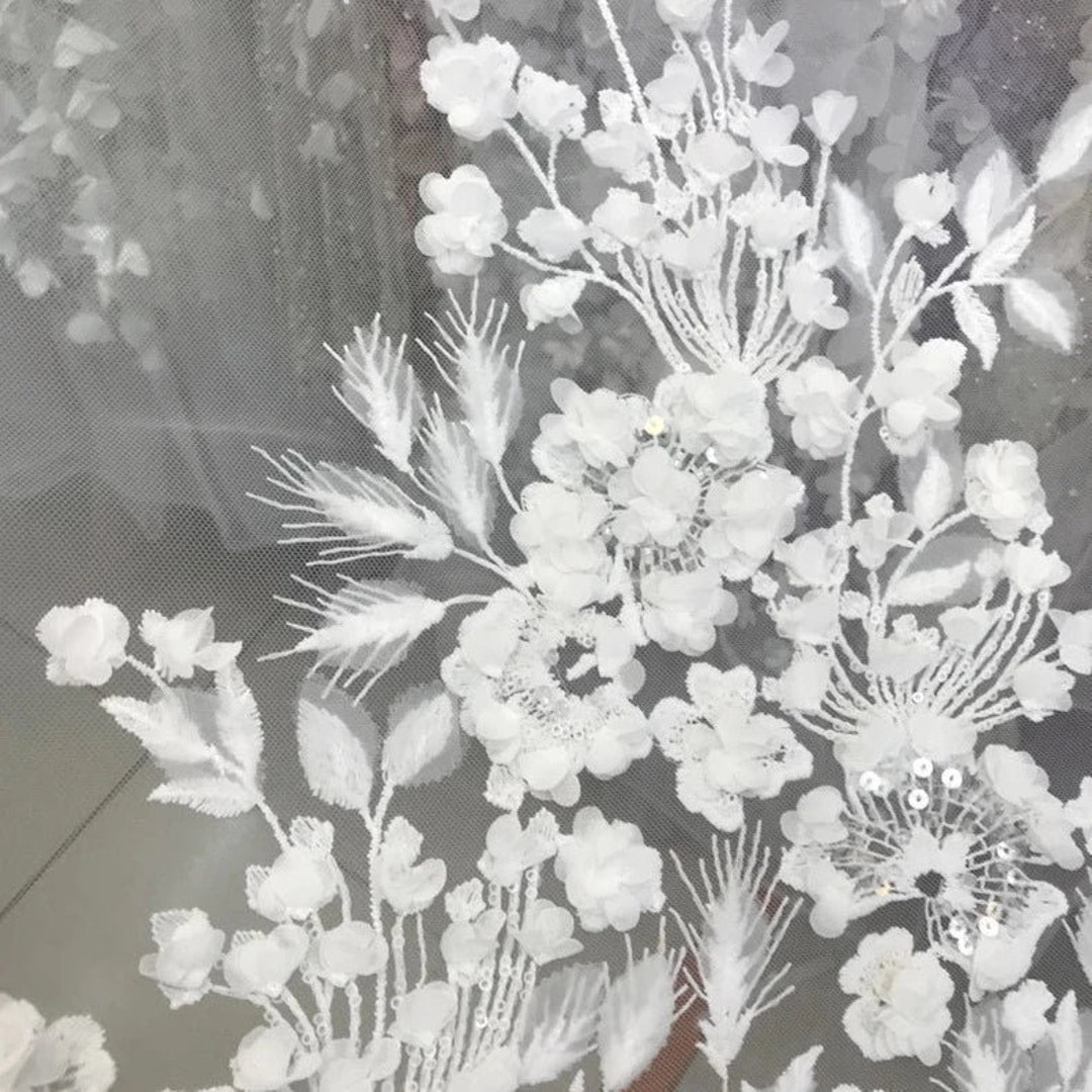 5 YARDS / Nanami Floral Beaded Embroidery Glitter Mesh Lace Party Prom ...