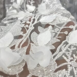 5 YARDS / Nanami Floral Beaded Embroidery Glitter Mesh Lace Party Prom ...