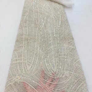 5 YARDS / 15 COLORS / Hailey Sequin Abstract Lines Beaded Embroidery ...