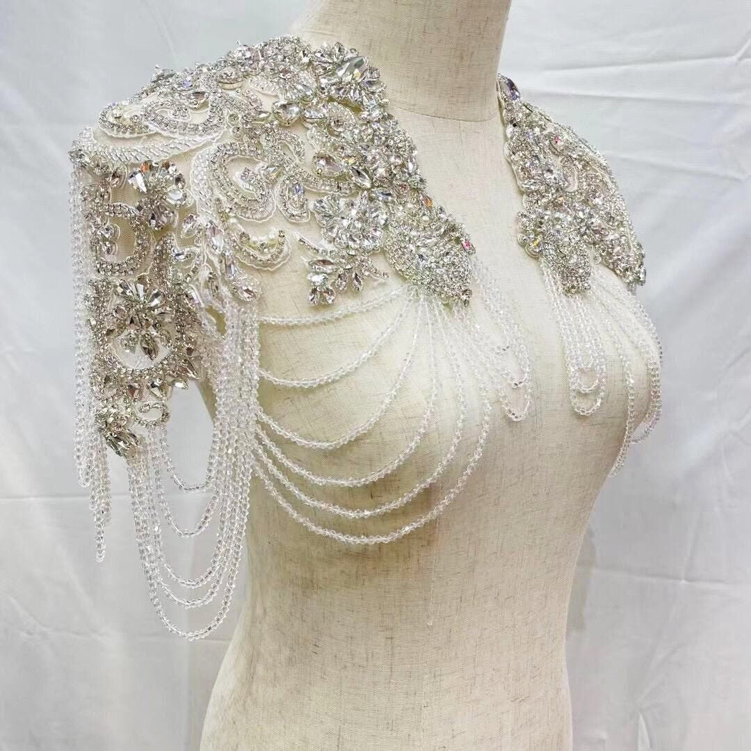 PAIR / Bridal Wedding Party Rhinestone Beaded Glitter Full Body ...