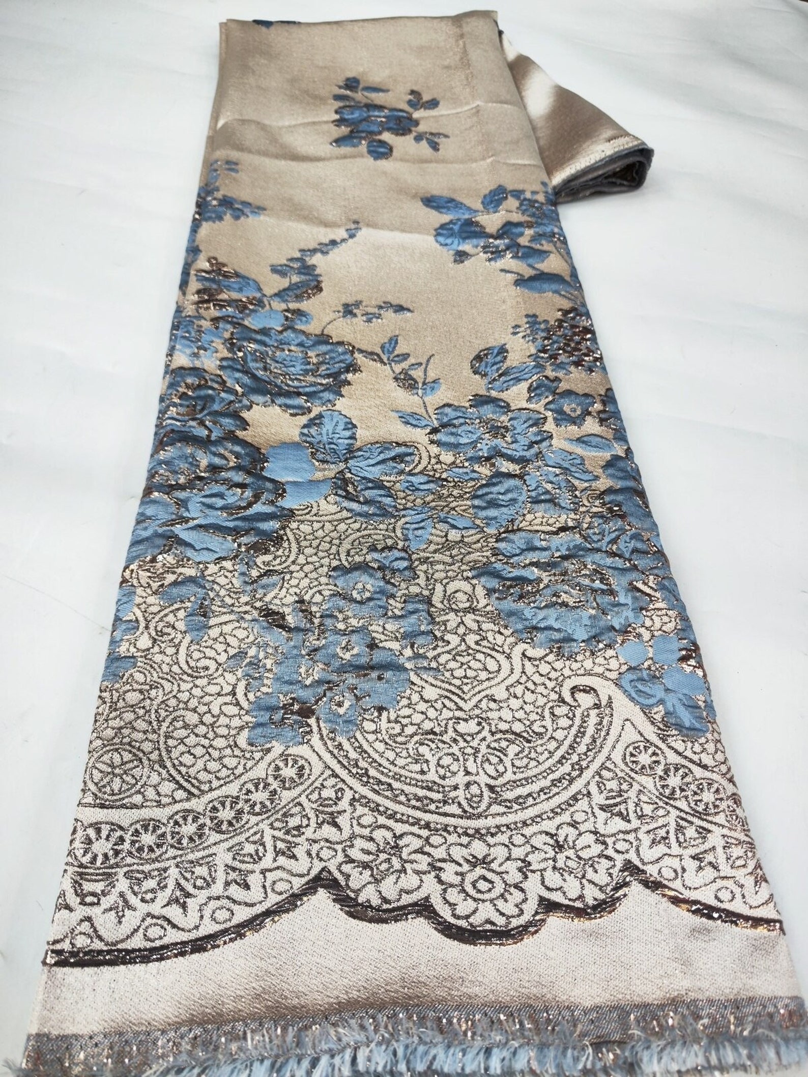 5 YARDS / 3 COLORS / Luben Floral Viscose Jacquard Brocade Woven ...