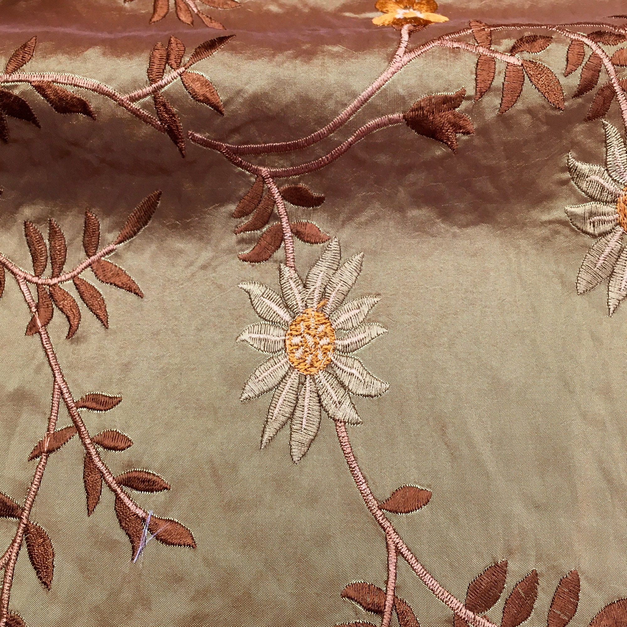 6 COLORS / Floral Faux Taffeta Silk Embroidery Fabric / Drapery ...