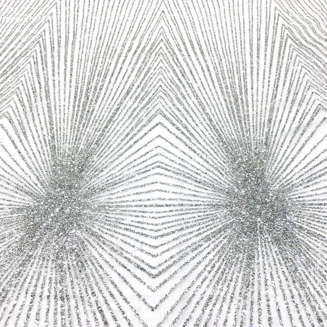 3 COLORS / RAFAELA SILVER Glitter Geometric Embroidery Mesh Lace Dress ...