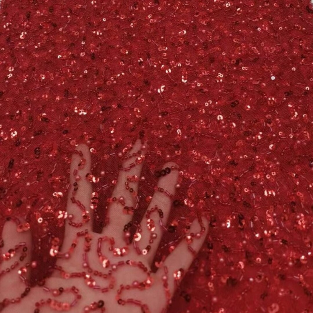 5 YARDS / 12 COLORS / Garance Sequin Beaded Embroidered Mesh Sparkly ...