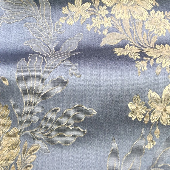 Blue and gold curtain fabric store