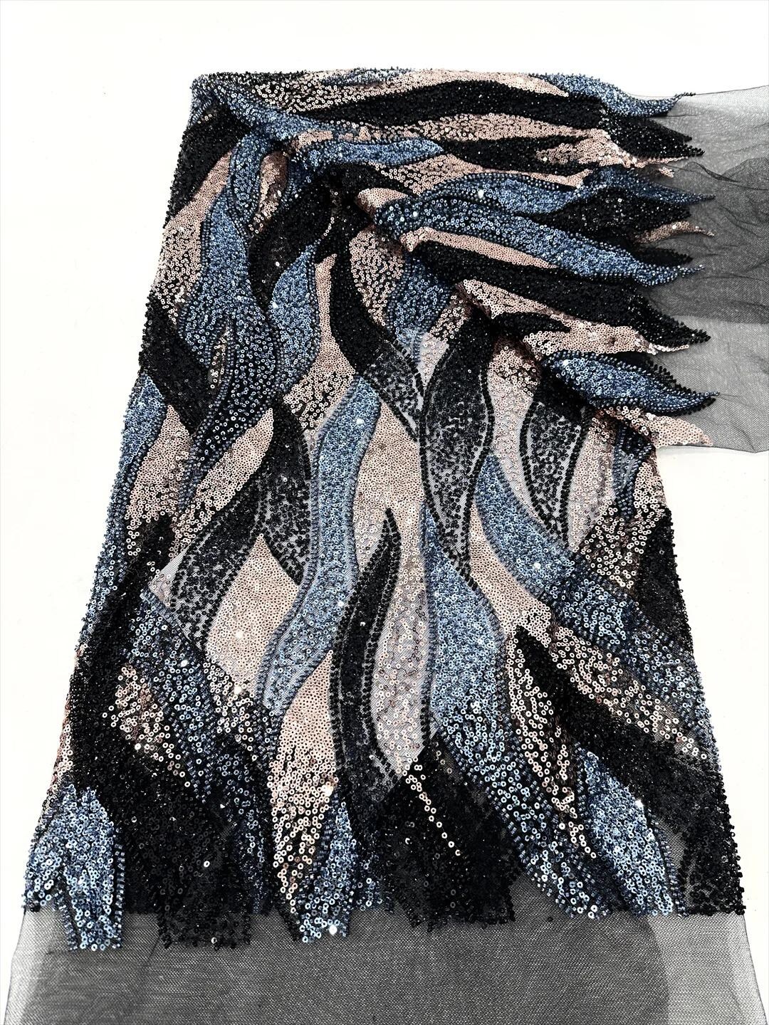 5 YARDS / 7 COLORS / Claudine Sequin Beaded Embroidered Mesh Sparkly ...