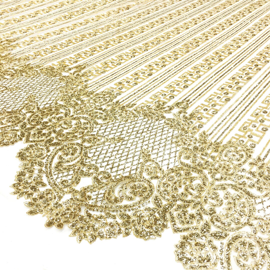 Charlotte METALLIC GOLD Geometric Glitter Mesh Tulle Mesh Lace Dress ...