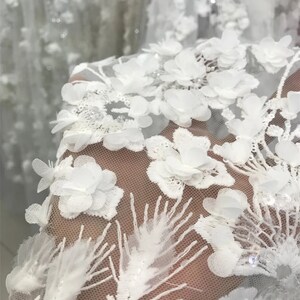 5 YARDS / Nanami Floral Beaded Embroidery Glitter Mesh Lace Party Prom ...