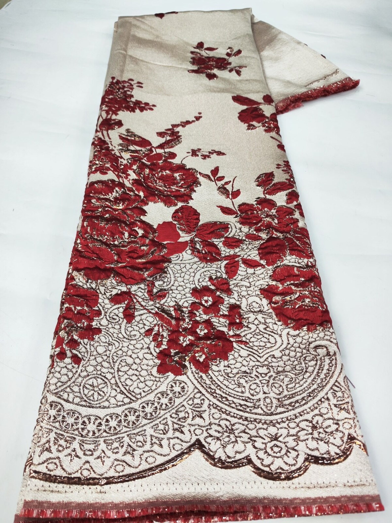 5 YARDS / 3 COLORS / Luben Floral Viscose Jacquard Brocade Woven ...