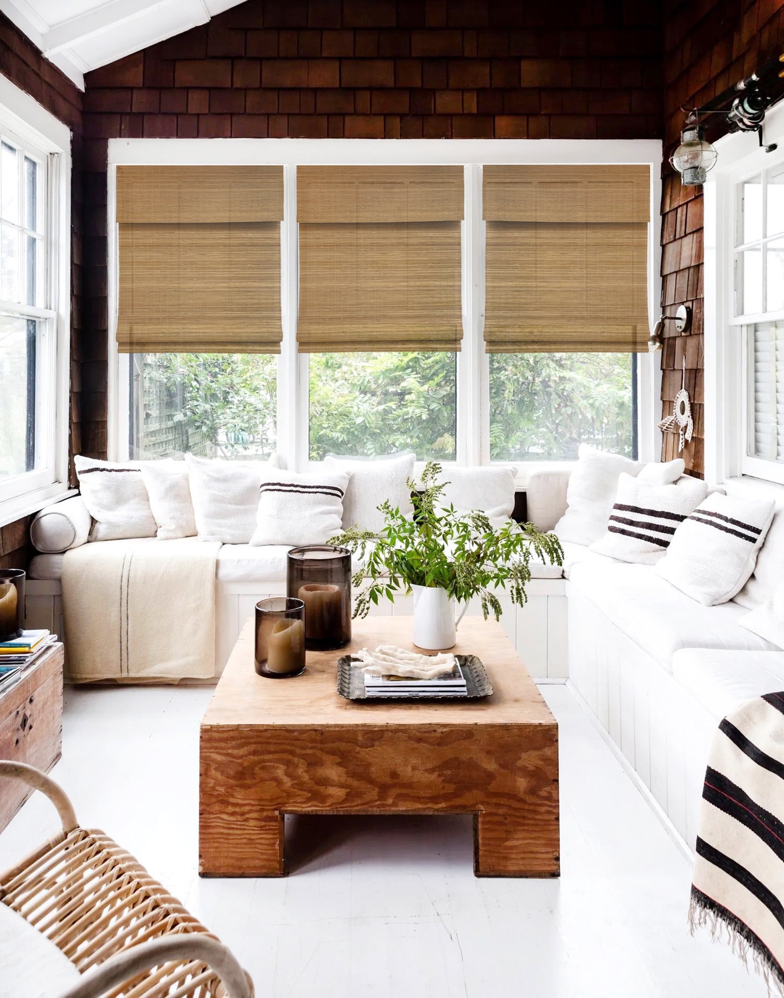 5 COLORS / Cordless Woven Wood Rattan Bamboo Roman Shade Blind ...