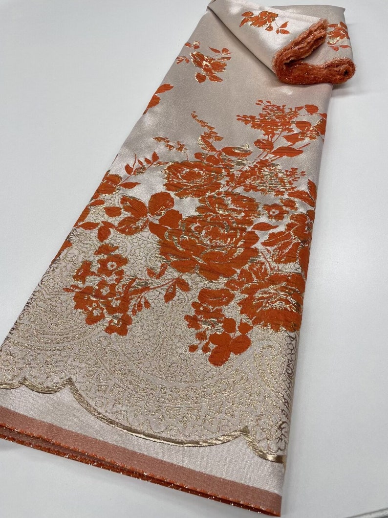 5 YARDS / 3 COLORS / Luben Floral Viscose Jacquard Brocade Woven ...