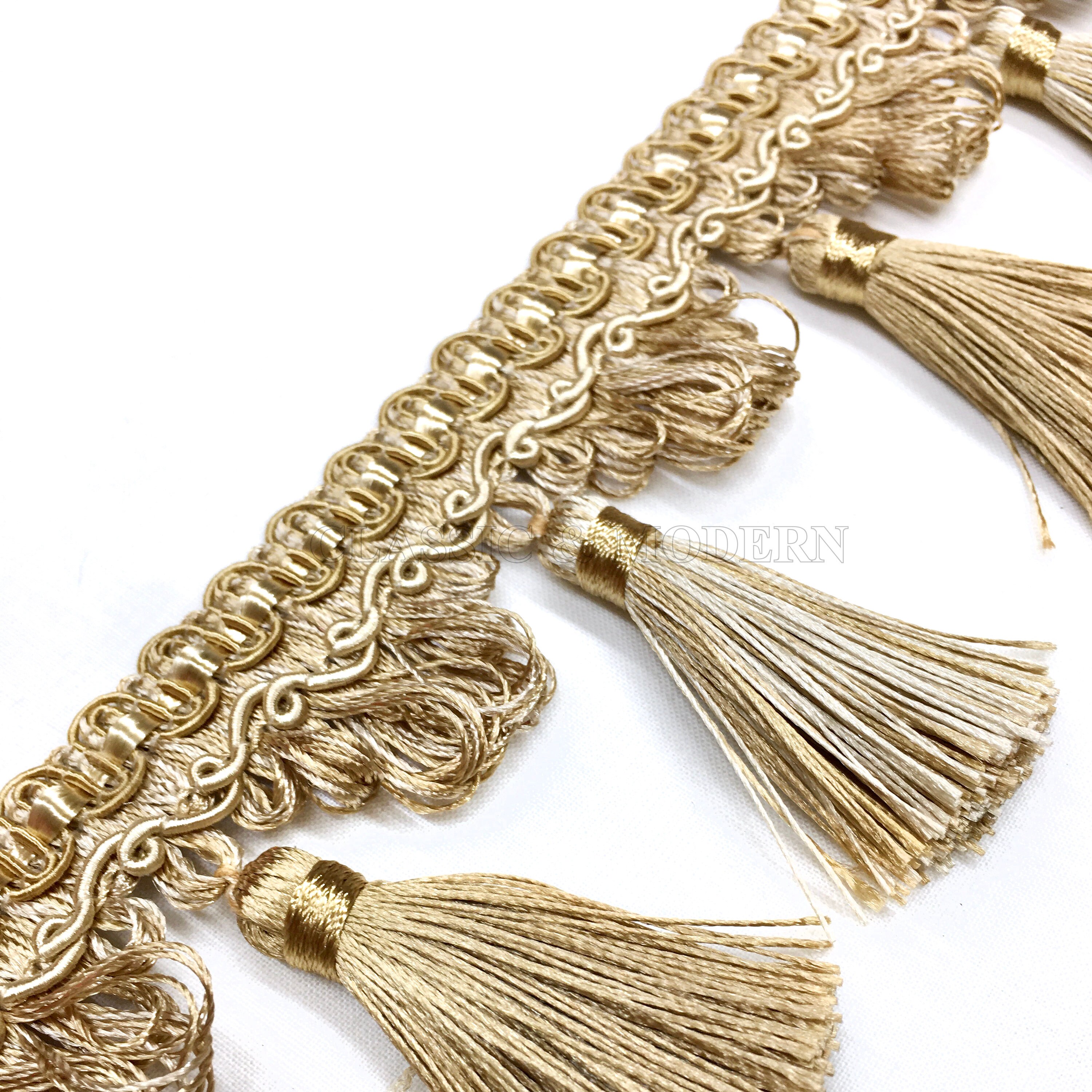 LAVIELA Gold 3 Beaded Tassel Fringe Trim / Drapery - Etsy