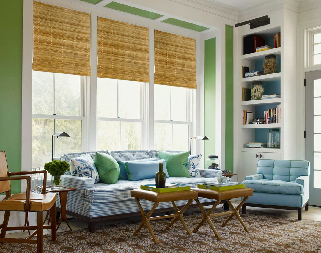 2 COLORS / Cordless Woven Wood Rattan Bamboo Roman Shade Blind ...