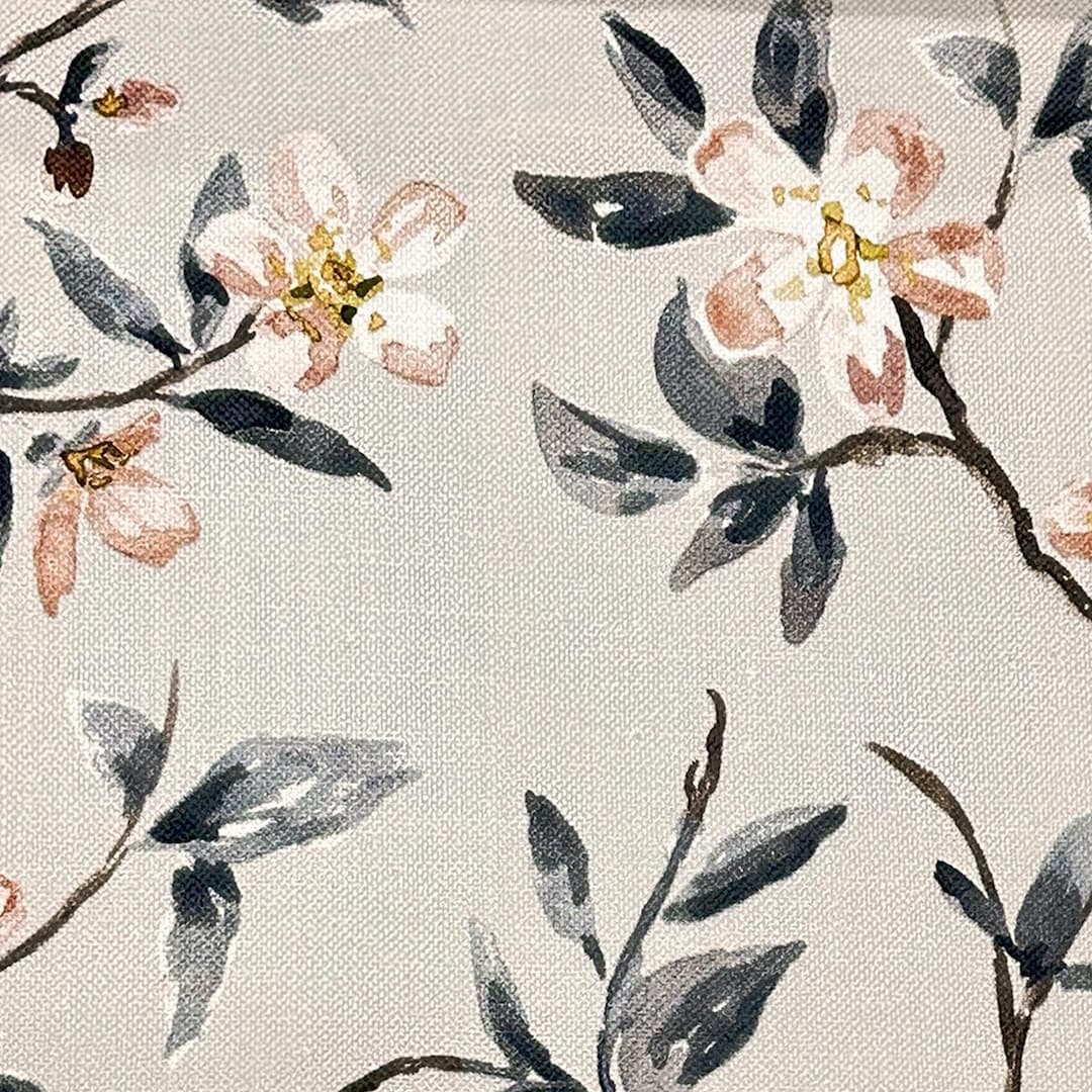 Akari Dull Pink Gray Floral Cotton Linen Fabric / Fabric by the Yard - Etsy