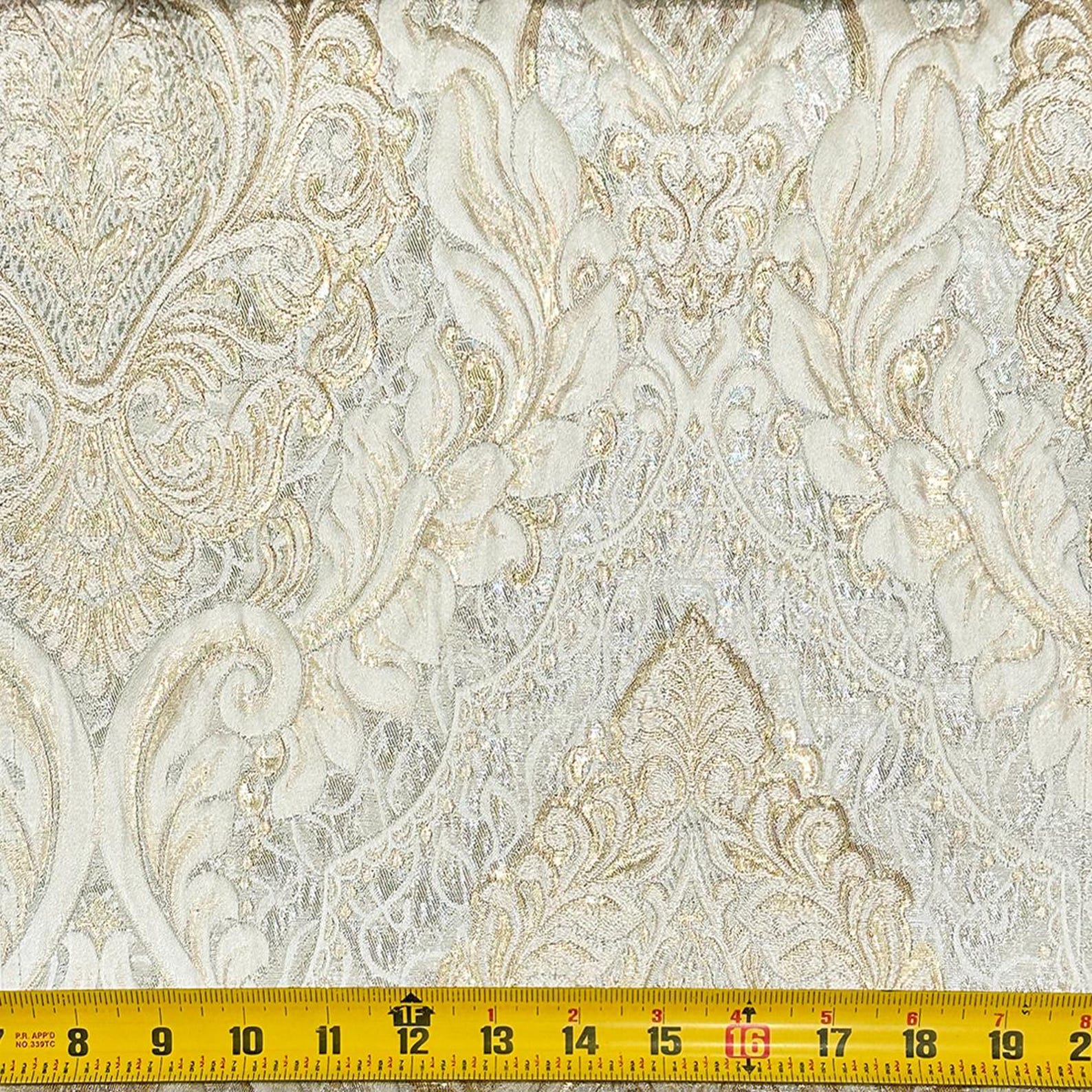 110" Valentinia Soft Light Gold Beige Raised Damask Jacquard Fabric - Etsy
