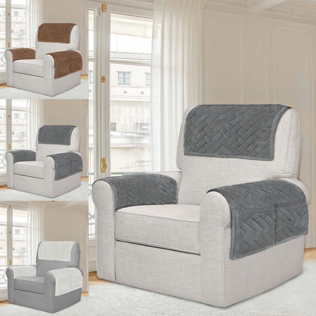 3 COLORS / Soft Plush 3-pc Headrest and Armrest Recliner Sofa Sofa ...