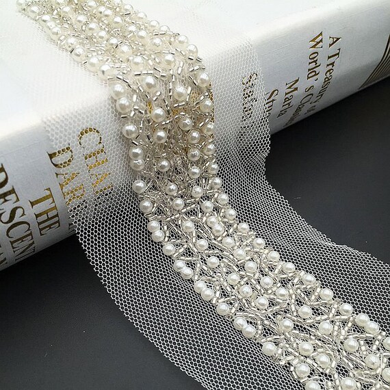 2 COLORS / TRES 2 Metallic Black Ivory Pearl Mesh Ribbon | Etsy