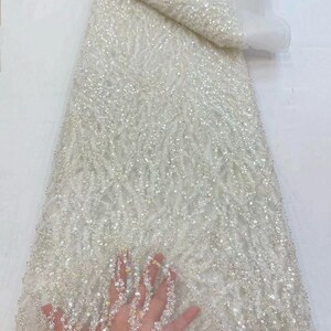 5 YARDS / 15 COLORS / Hailey Sequin Abstract Lines Beaded Embroidery ...