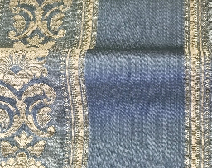 BLUE GOLD Brocade Flower Floral Upholstery Drapery Fabric 110 In. Sold ...
