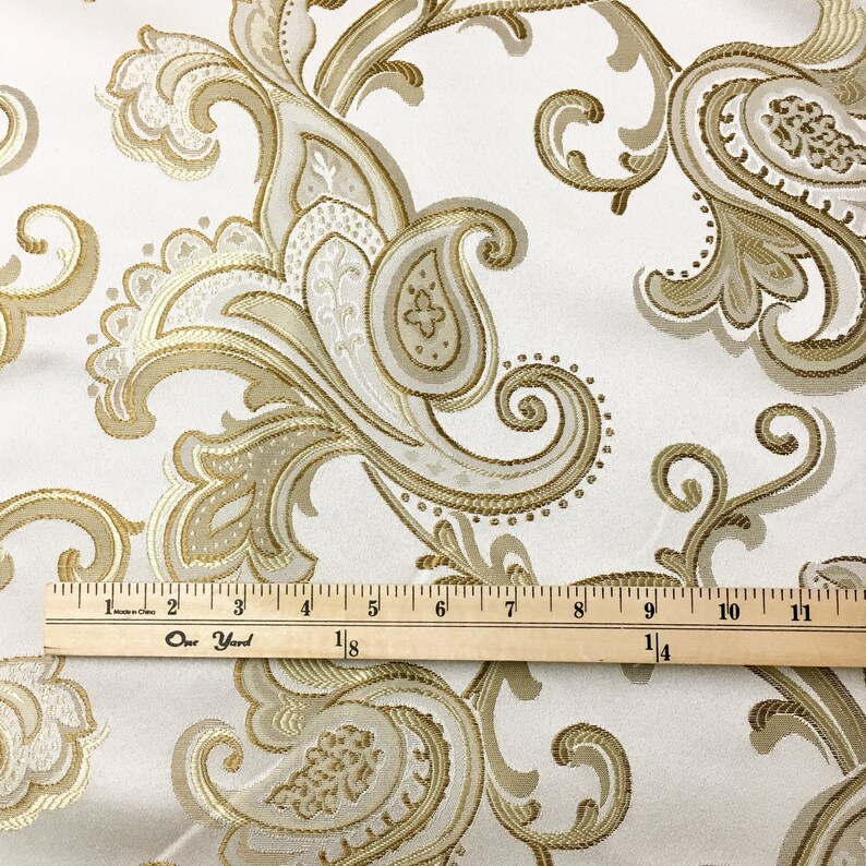 2 COLORS / Red Gold Brown Large Paisley Floral Soft Sheen Jacquard ...
