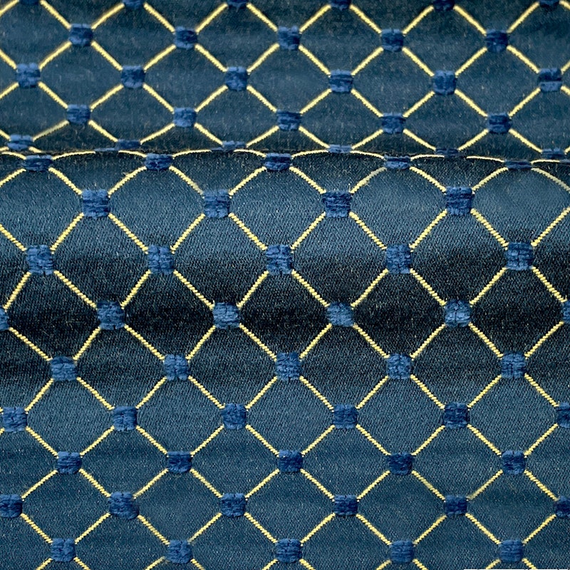 Navy Blue and Gold Upholstery Fabric - Etsy