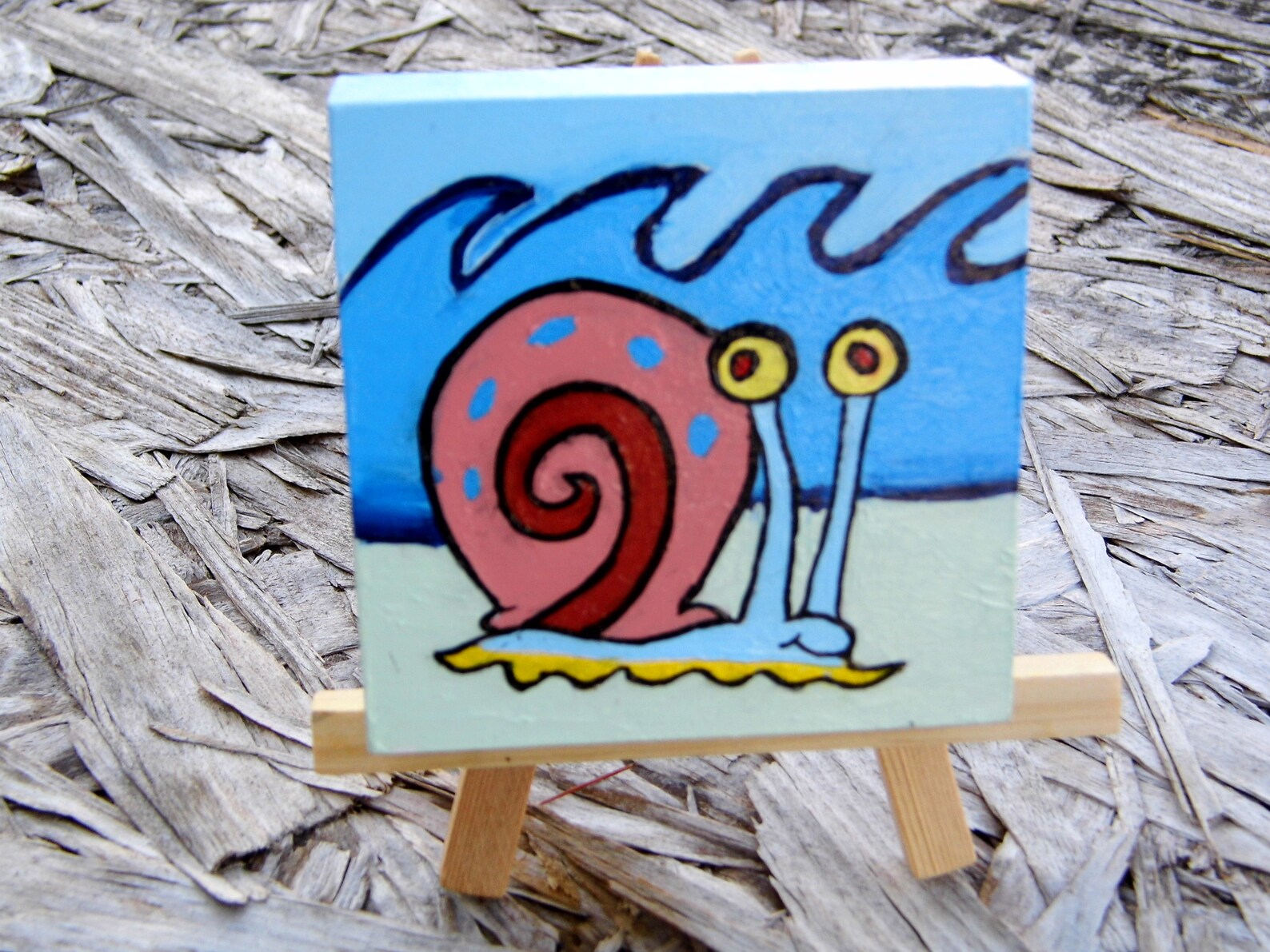 Gary 3 X 3 Woodblock, Oil Painted and Clear Lacquered With Easel. - Etsy