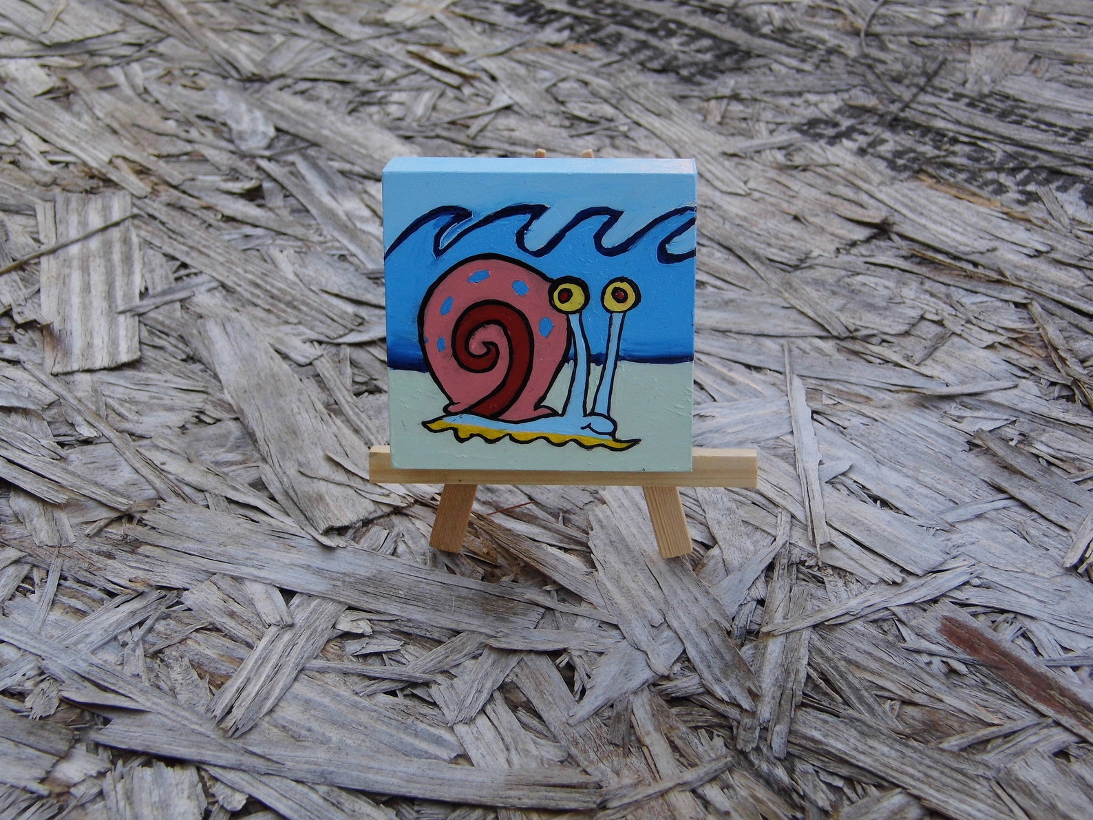 Gary 3 X 3 Woodblock, Oil Painted and Clear Lacquered With Easel. - Etsy
