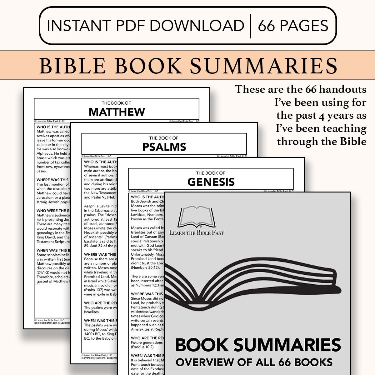 Bible Book Summaries Overview of All 66 Books Bible Study Guide Bible ...