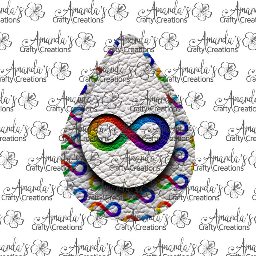 White Rainbow Infinity Sign Teardrop Earring Design, Autism, Digital ...