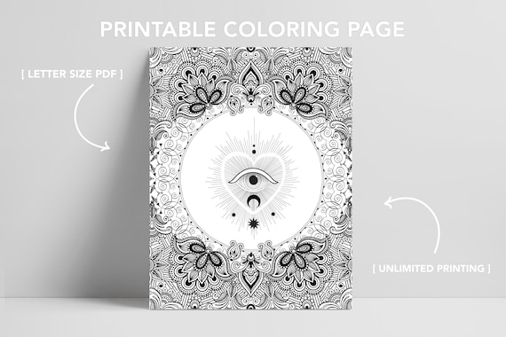 Eye Mandala Adult Printable Coloring Page Digital Coloring | Etsy