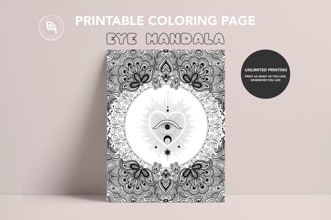 Eye Mandala | Adult Printable Coloring Page | Digital Coloring ...