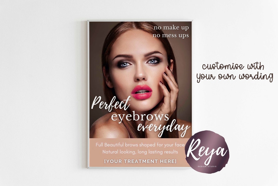CUSTOMISABLE Microblading Ombre Brows Poster - PDF & JPEG - Printable ...