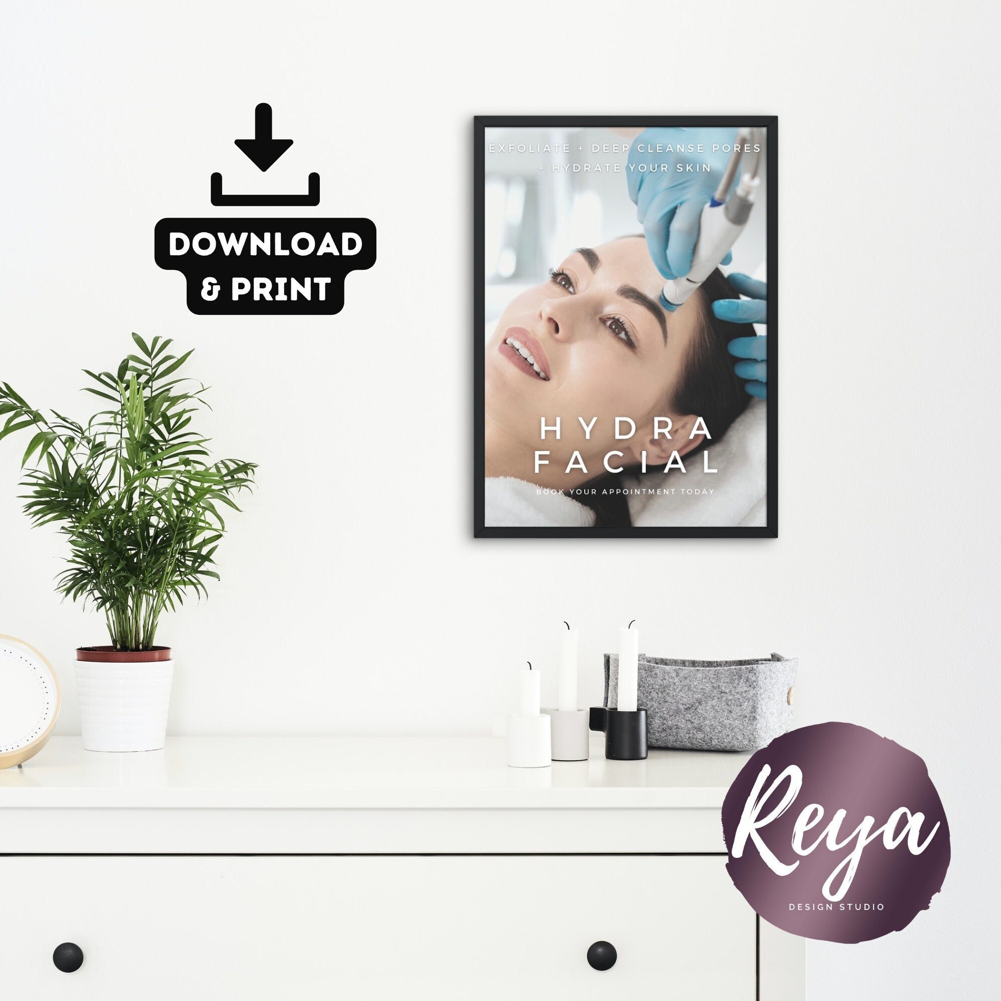 Hydrafacial Poster DOWNLOAD PDF JPEG Beauty Salon Flyer Advertising ...