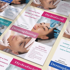 Dermaplaning Hydrafacials Poster Bundle: 3 Colours - Instant Download ...