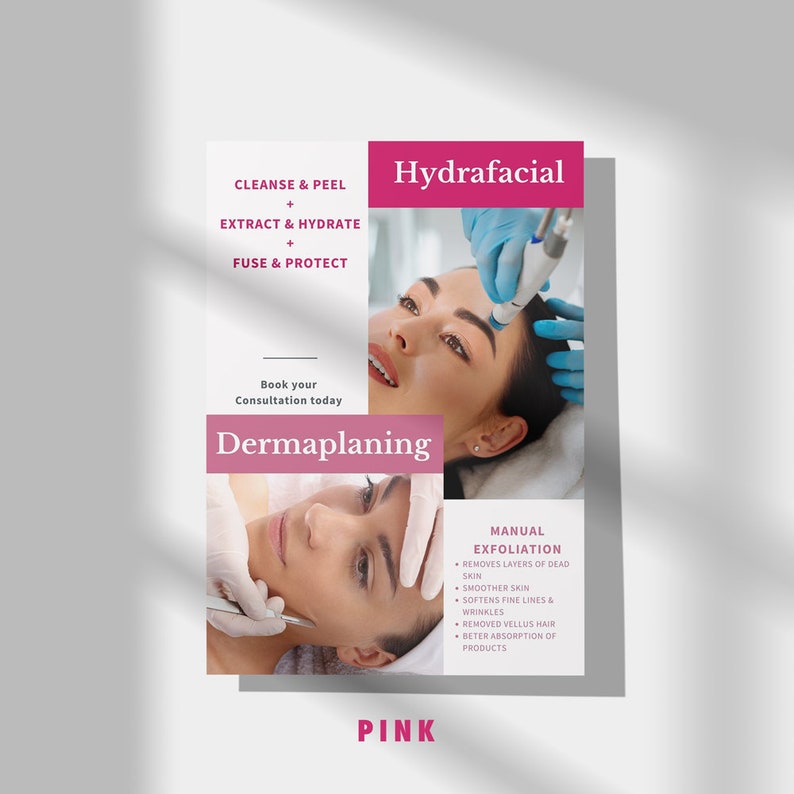 Dermaplaning Hydrafacials Poster Bundle: 3 Colours - Instant Download ...