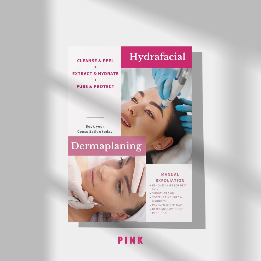 Dermaplaning Hydrafacials Poster Bundle: 3 Colours - Instant Download ...