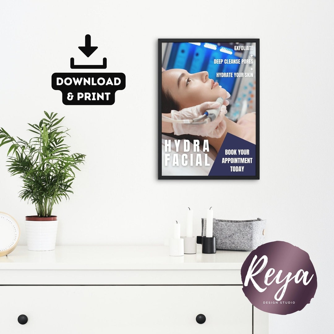 Hydrafacial Poster DOWNLOAD PDF JPEG Beauty Salon Flyer Advertising ...