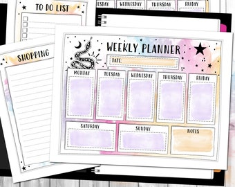 Watercolor Weekly Planner Mood Chart Activity Tracker - Etsy