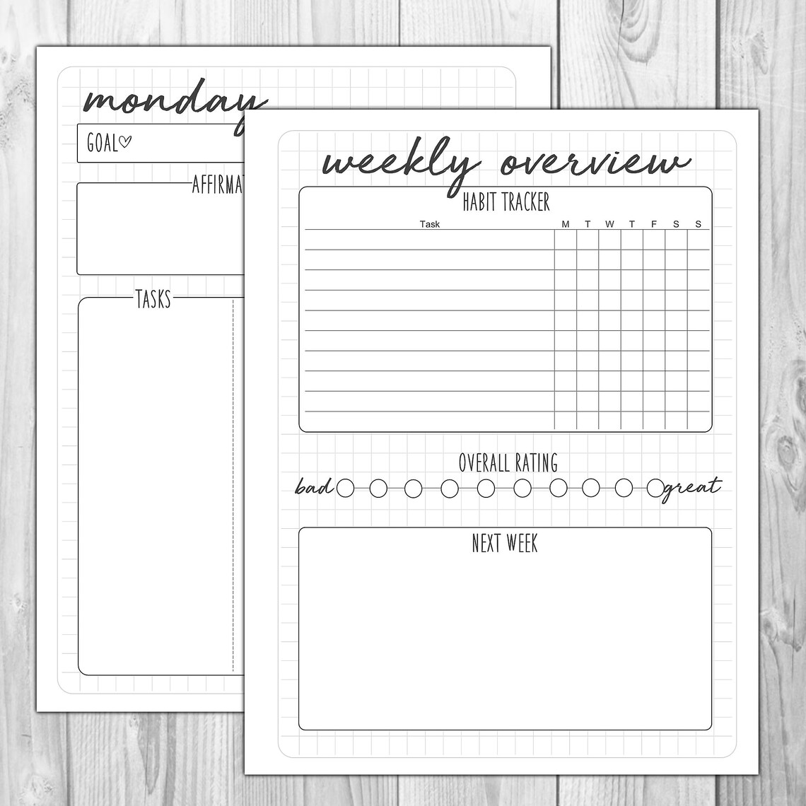 Daily Planner Printable Undated Multiple Printable Sizes - Etsy