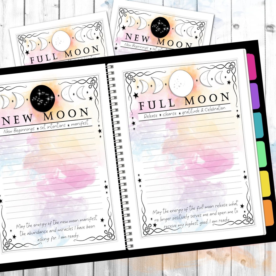 Moon Plans Printable. New Moon, Full Moon, Mystic Smoke Grimoire, Book ...