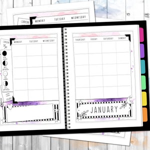 Undated 12 Month Printable Calendar | Witchy Schedule | Moon Phase ...