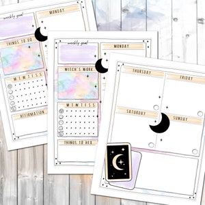 Watercolor Weekly Planner | Mood Chart | Activity Tracker | Tarot Log ...